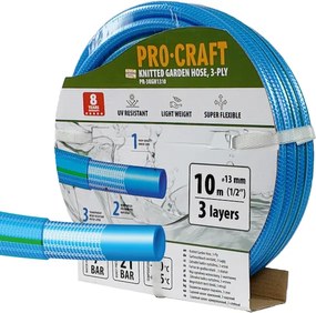 Výrobce: Procraft Procraft Modrá zahradní hadice Procraft PR-3KGH1310 3 vrstvy, 1/2" 10m | PR-3KGH1310