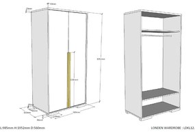 Tmavě šedá dětská šatní skříň 98x195 cm London – Vipack