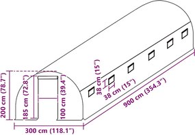 Náhradní plachta na skleník (27 m²) 300 x 900 x 200 cm zelená 316432