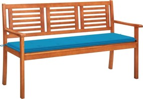 vidaXL 3místná zahradní lavice s poduškou 150 cm masivní eukalyptus [3061010] Barva: Modrá