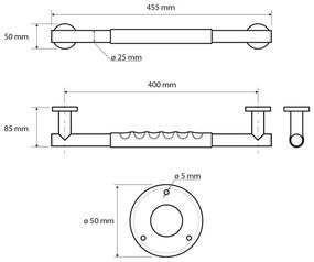 Nástěnné madlo do koupelny z nerezové oceli 45,5 cm – Sapho