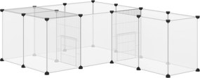 Pawhut DIY Ohrada pro domácí zvířata s 20 pryskyřičnými panely - Modulární klec pro malé zvířata pro morčata, králíky a činčily 175x70x45 cm Bílá