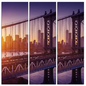Obraz na plátně - Západ slunce nad Manhattanem - čtverec 326B (75x75 cm)