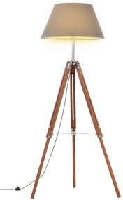 Stojací lampa stativ medově hnědá a šedá masivní teak 141 cm 288078