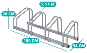 Venkovní úschovna kol pro 4 jízdní kola, stříbrná