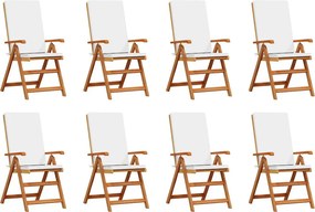Zahradní křeslo 8 ks Hnědá a bílá Pevné teakové dřevo 3375771