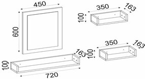 Zrcadlo se závěsnými policemi KILMORE bílá