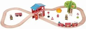 Bigjigs Rail Dřevěná vláčkodráha hasičská stanice / 39 dílů / od 3 let