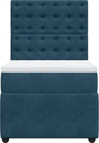 Box spring postel s matrací modrá 90 x 200 cm samet 3294554