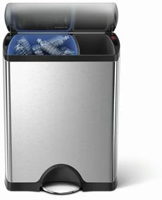 Simplehuman Obdélníkový pedálový koš na tříděný odpad 46 l, ocel