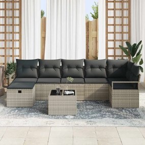 Set pohovek 8 ks 7-Počet míst Světle šedá polyratan 3359211