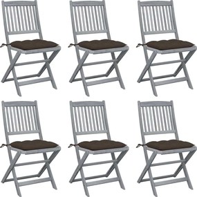 vidaXL Skládací zahradní židle s poduškami 6 ks masivní akáciové dřevo [3065450] Barva: taupe