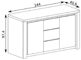 Obývací stěna LIVINIO | 4 díly | 376,5 cm | sestava C | V CENĚ LED LIŠTY | ribbeck/bílá lesk