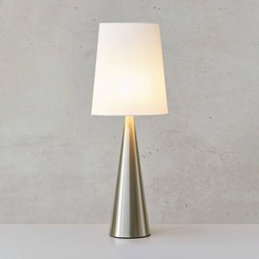 Stolní lampa Conus se stínidlem v bílé barvě, nikl