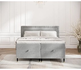 Světle šedá boxspring postel s úložným prostorem 180x200 cm Voyage – Maison de Rêve