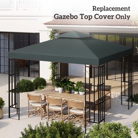 Outsunny náhradní střecha pavilonu 3x3m pro kovový pavilon zahradní pavilon párty stan polyesterový zahradní stan v uhlíkově šedé barvě | Aosom.de