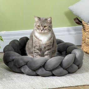 PawHut pohovka pro psy pratelná v pračce včetně polštáře kulatý pelíšek pro kočky 55 cm x 55 cm x 14 cm pro malé psy sametová na dotek šedá | Aosom.de