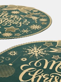 Sinsay - Kulaté vánoční prostírání s nápisem Merry Christmas 2 pack - tmavě zelená