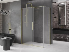 Mexen Velar, sprchový kout s posuvnými dveřmi 150 x 85 cm, 8mm sklo námraza, zlatá matná, 871-150-085-31-55