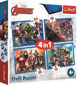 Trefl - Puzzle - Stateční Avengers 4v1 / 35|48|54|70 / 28.5 x 20x5 cm