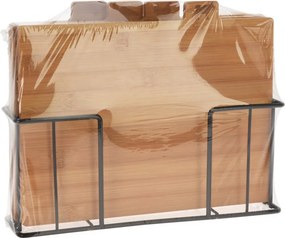 Sada 4 ks bambusových prkének na krájení ve stojanu TIMBER hnědá