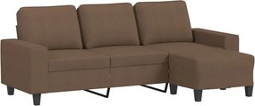 3místná pohovka s podnožkou hnědá 180 cm textil 3201154