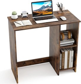 Costway Malý psací stůl s 2 přihrádkami – 80 × 40 × 74 cm, přírodní