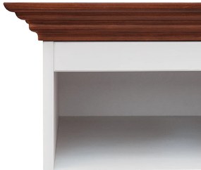 Massive home | Belluno Elegante malý bílý televizní stolek z masivu s ořechovou deskou