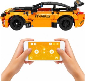 LEAN Toys Stavebnicové kostky – dálkově ovládané auto RC, oranžové, 545 dílů