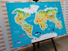 Obraz zeměpisná mapa světa pro děti - 90x60 cm