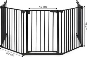 ECOTOYS Bezpečnostní zábrana černá / Dětská zábrana / 5 panelů / kovov