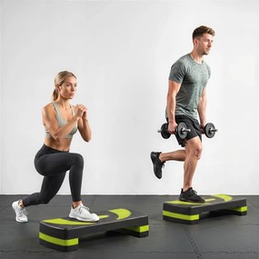 HOMCOM Aerobní stepper, výškově nastavitelné, pro vnitřní i venkovní použití, nosnost až 150 kg, 80 x 31 x 10-20 cm, Zelený