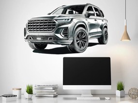 Auto stříbrné SUV textilní přelepitelná samolepka na zeď arch 47 x 29 cm