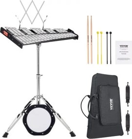 32 Note Glockenspiel xylofonový zvonek s paličkami, stojanem a cvičnou podložkou