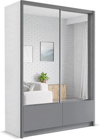 ARK Šatní skříň LINDA, Bílá/Šedá 150 cm