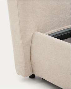 Béžová čalouněná dvoulůžková postel z žinylky s úložným prostorem s roštem 180x200 cm Dafra – Kave Home