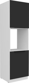ARIA bc | vysoká skříňka 60 DP-210 2F na vestavnou troubu | 60 cm | ANTI FINGERPRINT povrch | bílá/černá