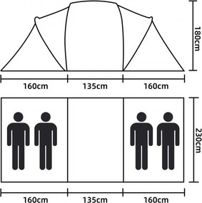 Turistický stan pro 4 osoby SPRINGOS MONTEVERA zelený
