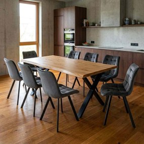 Vikio Jídelní set pro 8 osob 180x90 cm soft dub noha X šedá židle VJS238-8S-S