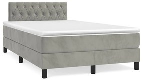 Box spring postel s matrací a LED světle šedá 120x190 cm samet 3270171
