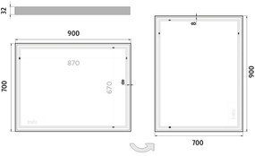 Nimco LED zrcadlo 900x700 - ZP 13019