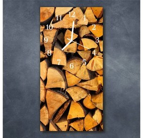 Nástěnné hodiny obrazové na skle - Palivové dřevo