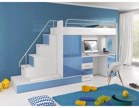 Dětská multifunkční postel Paradise 5, Barva: bílá / bílý lesk + šedý lesk