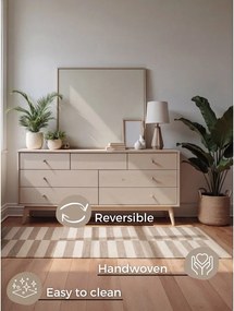 Bílý/světle hnědý oboustranný/ručně tkaný vlněný koberec 80x150 cm Vika – Hanse Home