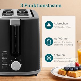 HOMCOM Sada konvice a toustovače, 2200 W, termostat vydry, dvouštěrbinový toustovač, 7 stupňů opečení, zásuvka na drobky, černá