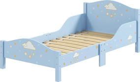 AIYAPLAY Montessori dětská postel 3-6 let, 146x76,5 cm, boční zábrany proti pádu, tvar obláčku pro dětský pokoj, modrá