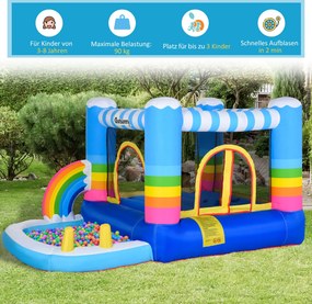 Outsunny skákací hrad s fukarem, skluzavka pro 3 děti, nafukovací skákací hrad s vodním hracím centrem pro děti 3-8 let, venkovní vodní park pro děti…