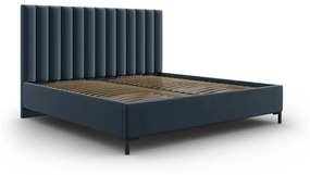 Tmavě modrá čalouněná dvoulůžková postel s úložným prostorem s roštem 180x200 cm Casey – Mazzini Beds