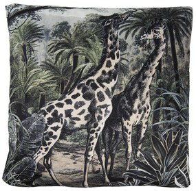 Černý sametový polštář s výplní Giraffes - 45*45cm