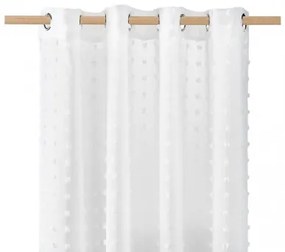 Krásná bílá záclona s kuličkami na kruhy 140 x 250 cm